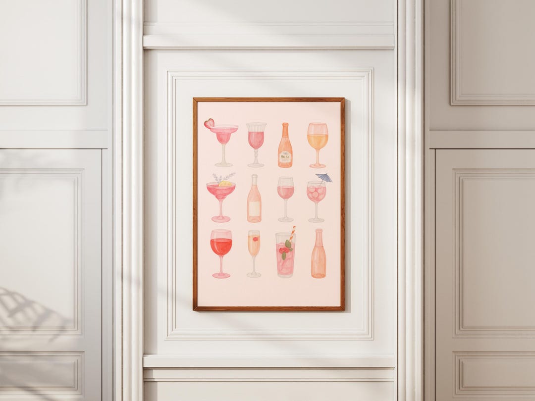 Stylish Cocktail Bar Print, Preppy Girls Night Out Martini Artwork ...