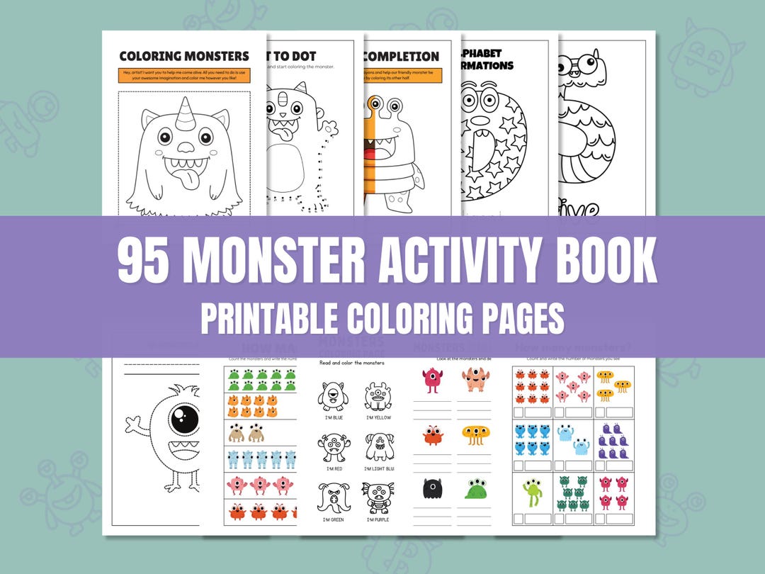 95 Monster Activity Book Printable Coloring Pages for Kids | Activity ...