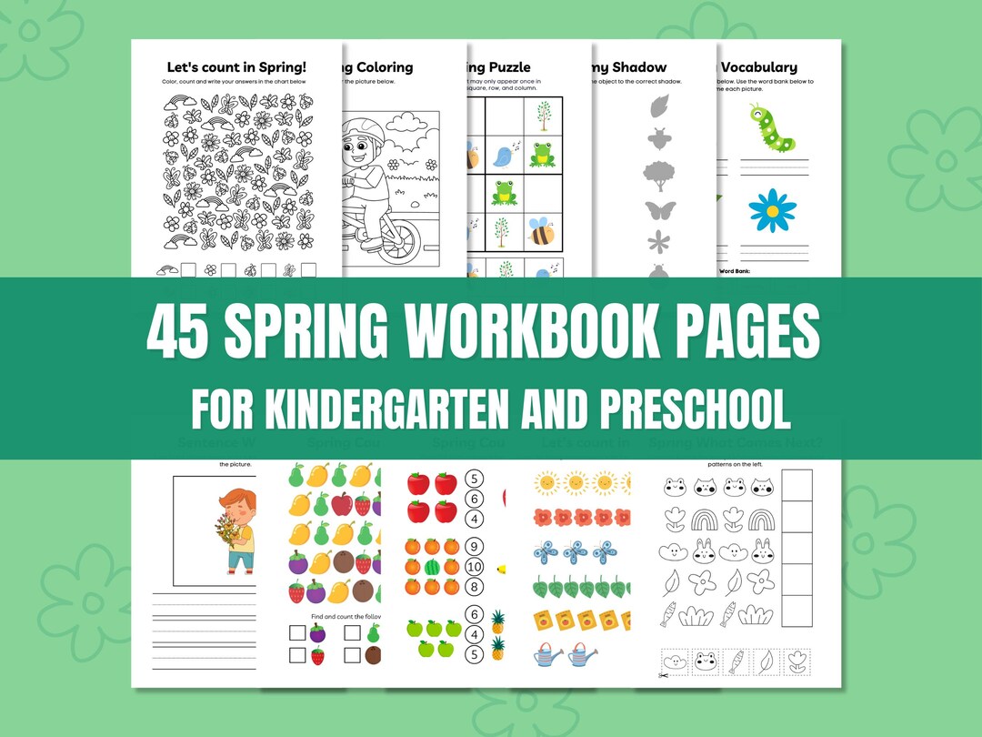 45 Spring Workbook Pages for Kindergarten | Activity Books for Kids ...