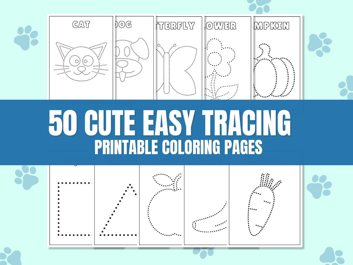 50 Cute Easy Tracing Printable Coloring Pages | Preschool ...