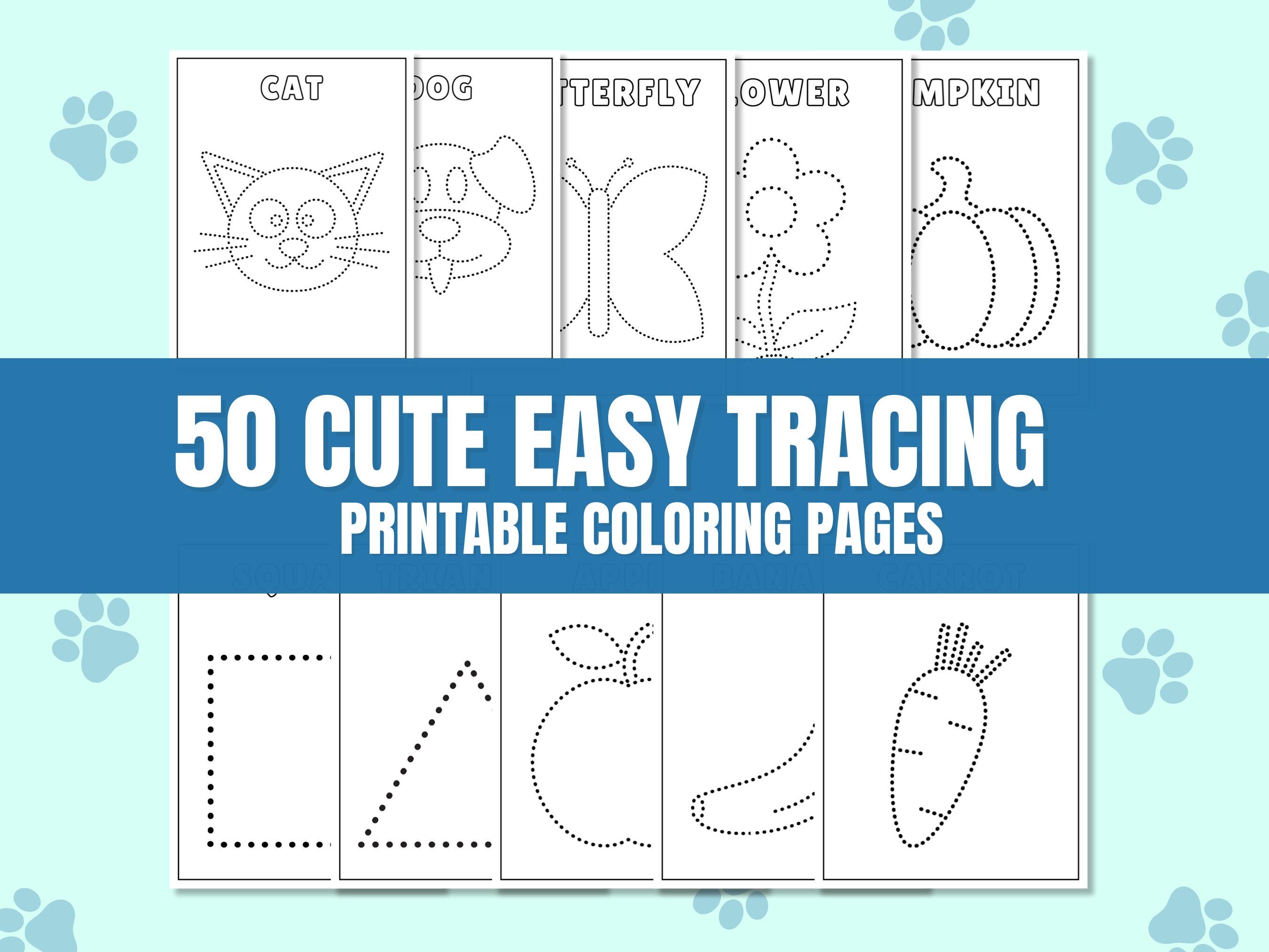 50 Cute Easy Tracing Printable Coloring Pages | Preschool ...
