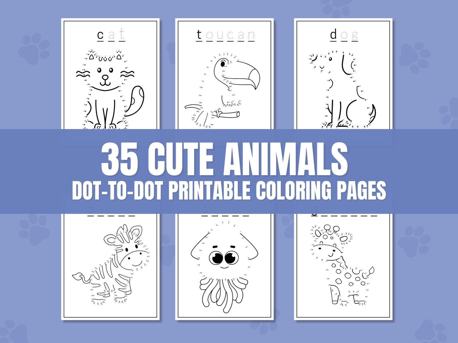 35 Cute Animals Dot to Dot Printable Coloring Pages | Animal Coloring ...