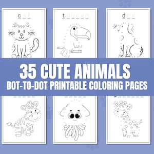35 Cute Animals Dot to Dot Printable Coloring Pages | Animal Coloring ...