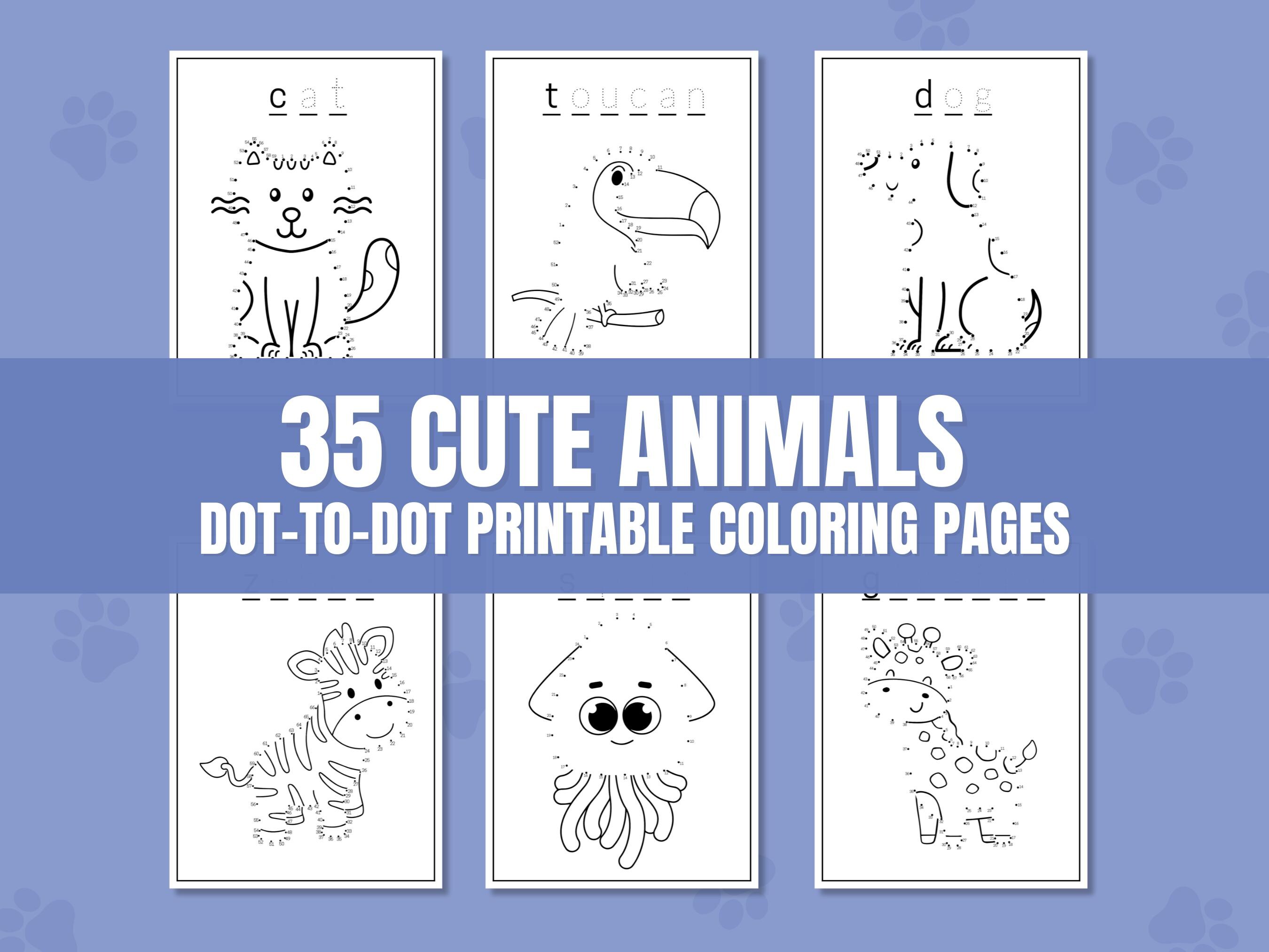 35 Cute Animals Dot to Dot Printable Coloring Pages | Animal Coloring ...