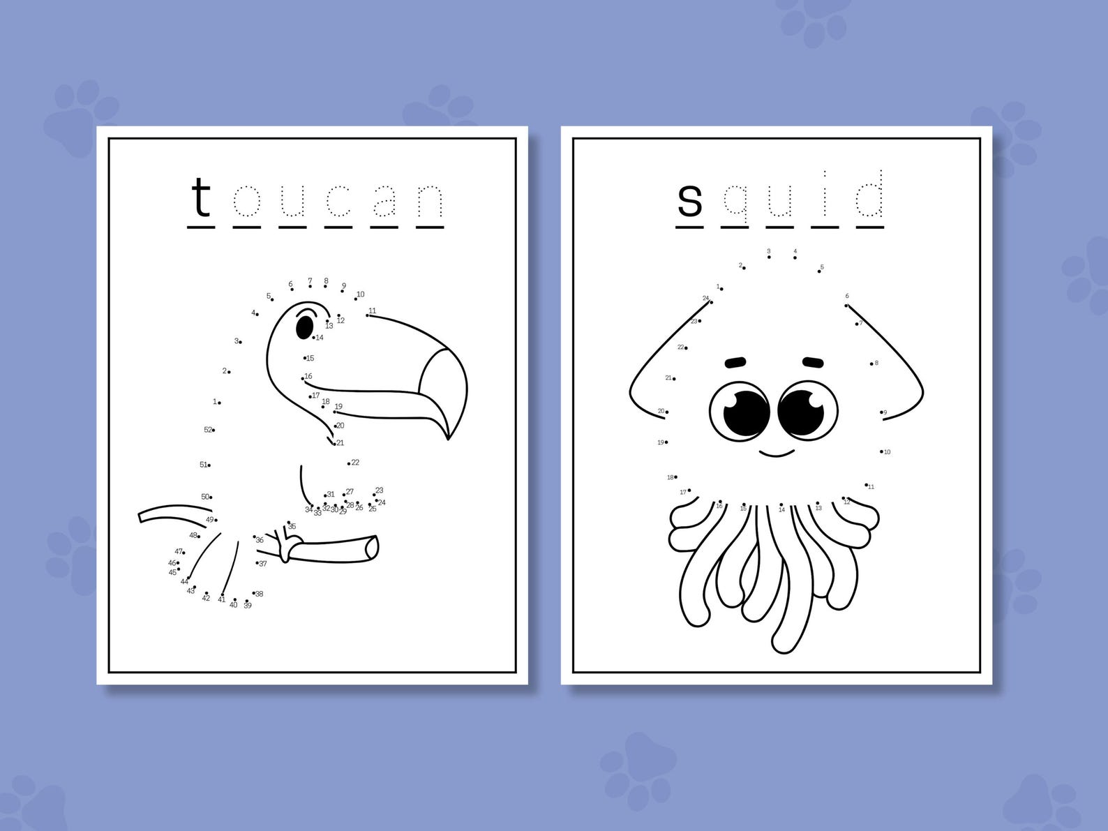 35 Cute Animals Dot to Dot Printable Coloring Pages | Animal Coloring ...