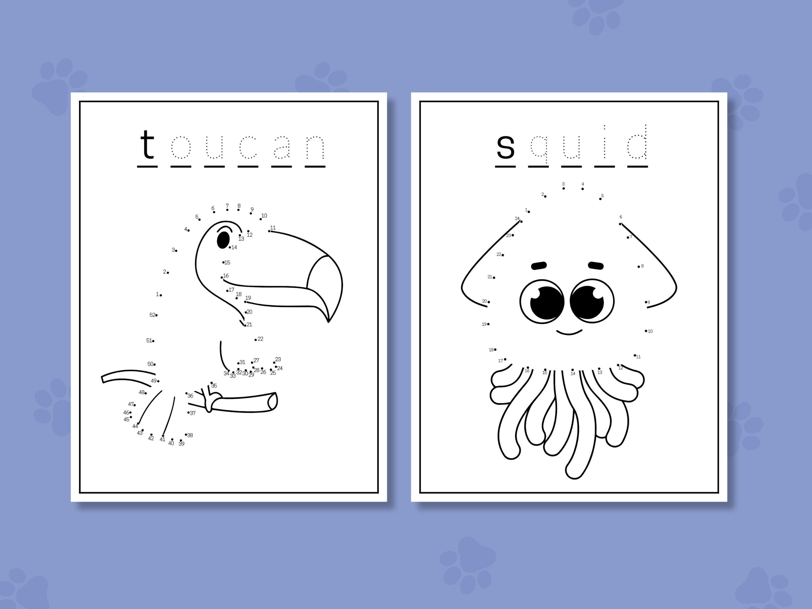 35 Cute Animals Dot to Dot Printable Coloring Pages | Animal Coloring ...