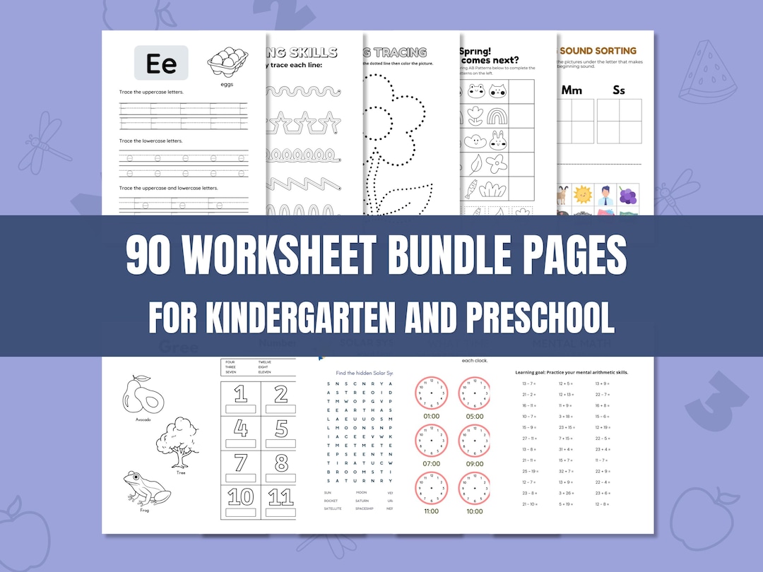 90 Worksheet Bundle Pages for Kindergarten and Preschool | Activity ...