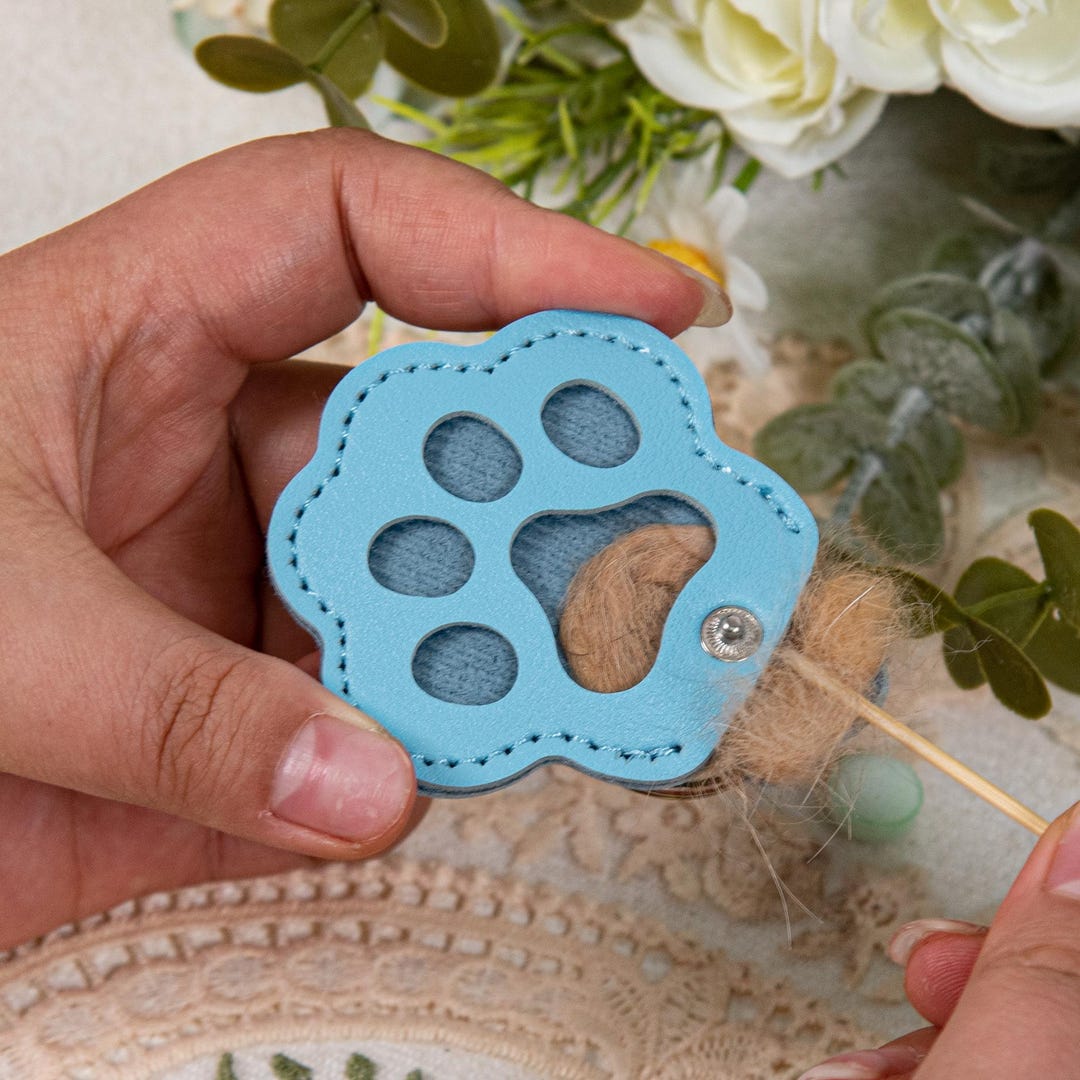 Sky Blue Leather Pet Fur Keepsake Pouch: Dog & Cat Memorial Keychain - Etsy