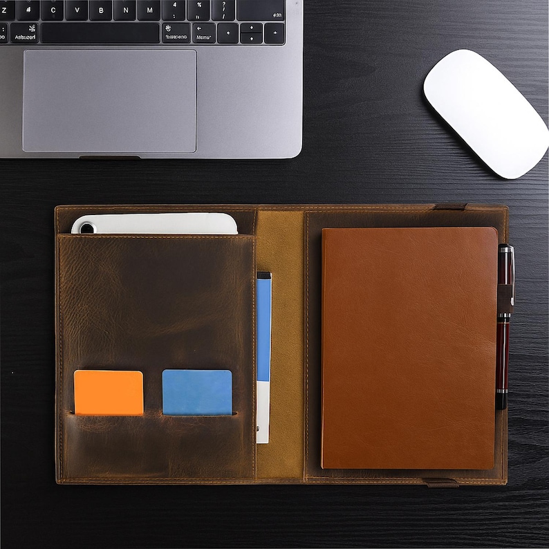 Leather iPad Mini Case & A5 Notebook Cover: Multi-function Portfolio - Etsy