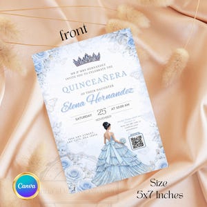 Light Blue Quinceanera Invitation Video Editable Birthday Template ...
