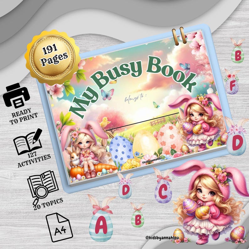 Easter Bunny Busy Book, Ready to Print Activity Book, 192 Pages, Easter ...