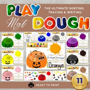 Halloween Themed Playdough Mat, Tracing Sorting Writing Mat, Kids ...