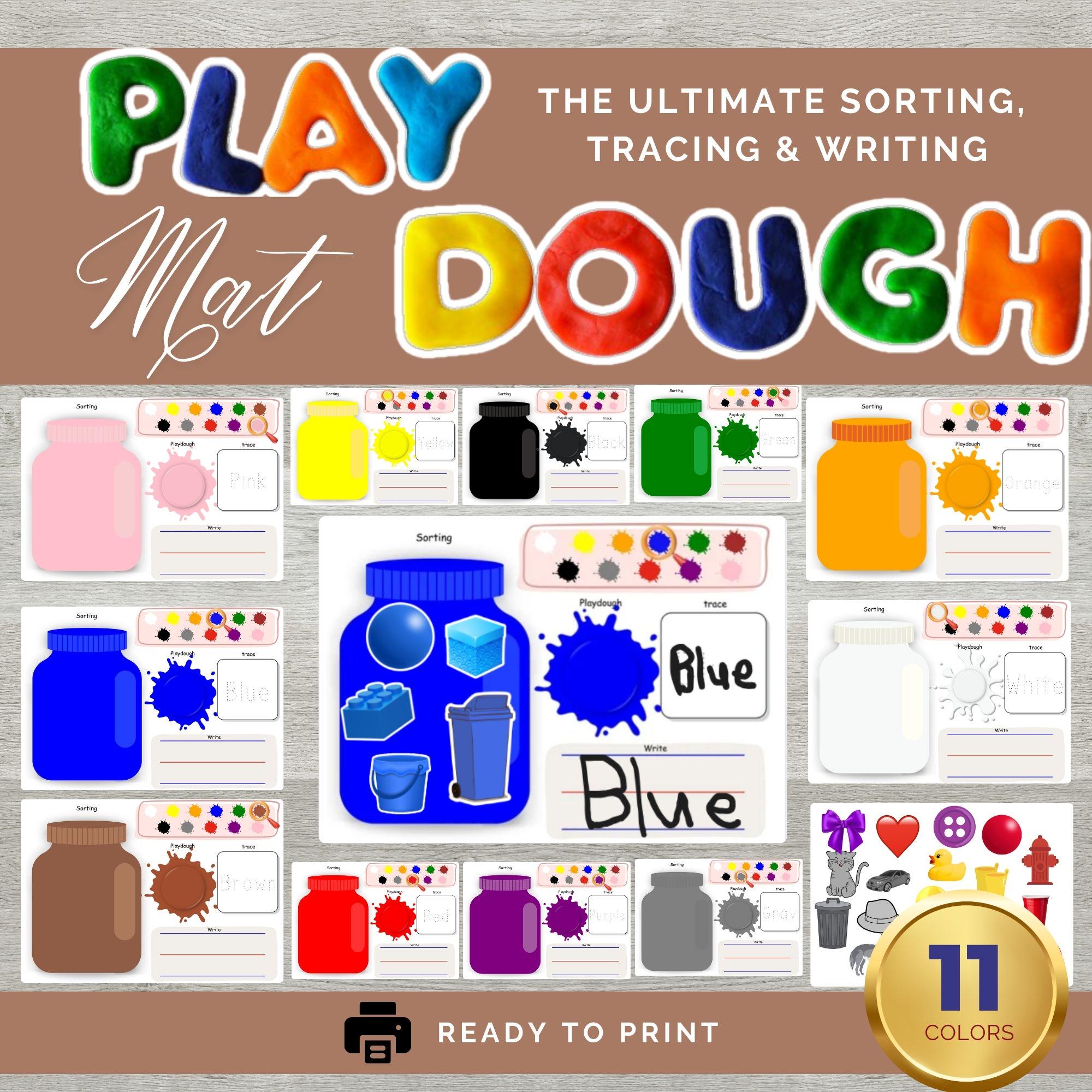 Jar Playdough Color Sorting, Tracing, Writing Playdough Mat - Etsy
