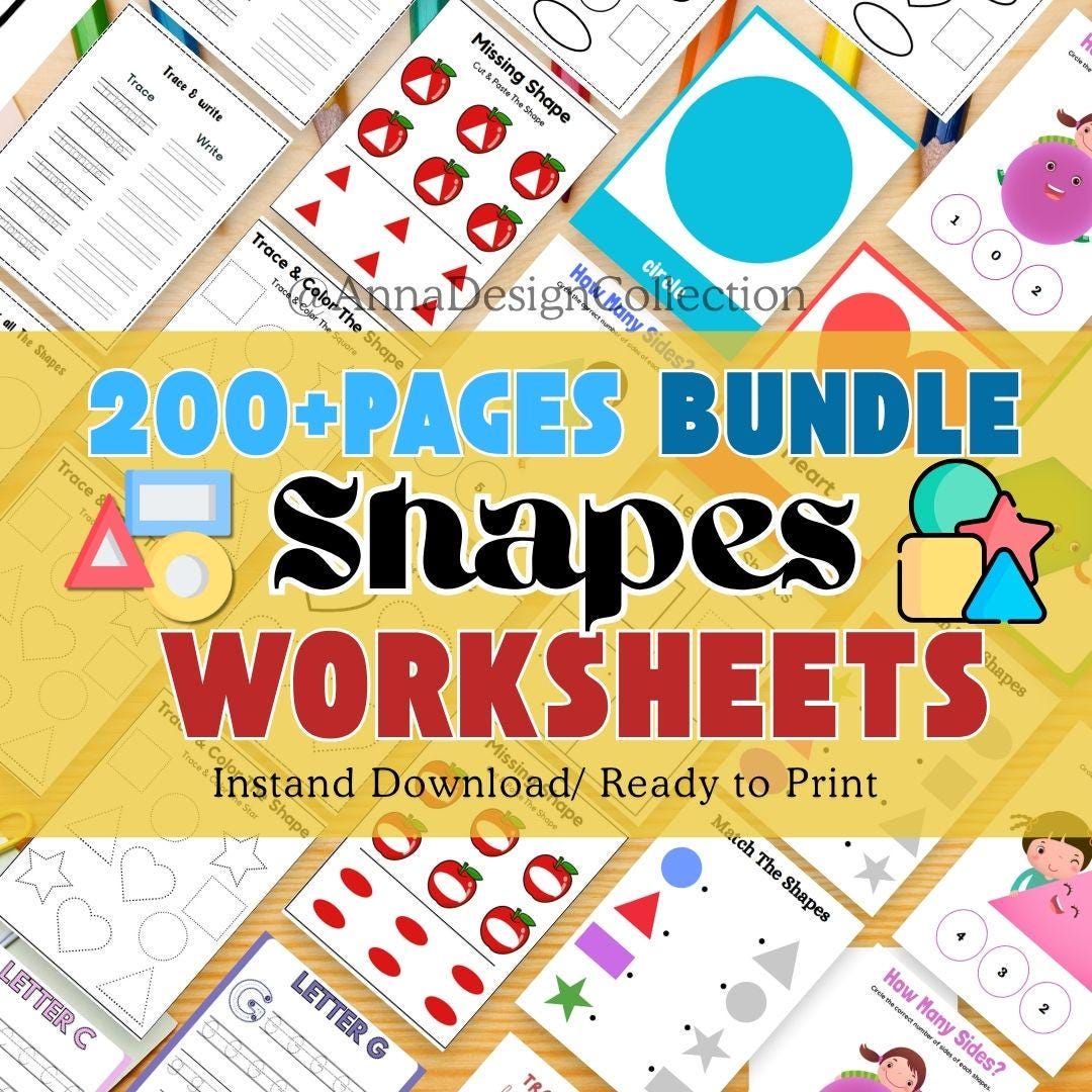 Shapes Worksheets 200+ Pages, Tracing Practice, Writing Activities ...