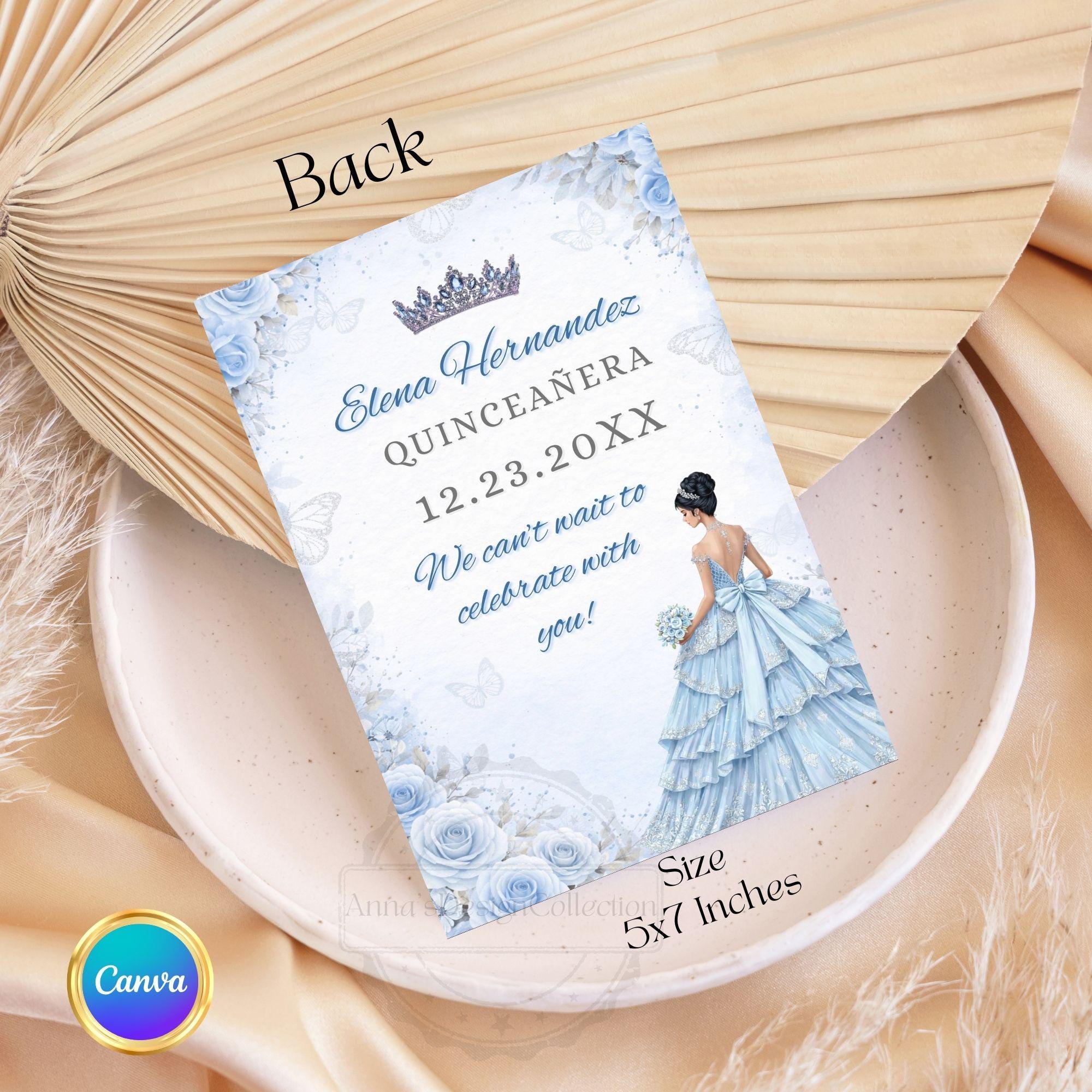 Light Blue Quinceanera Invitation Video Editable Birthday Template ...