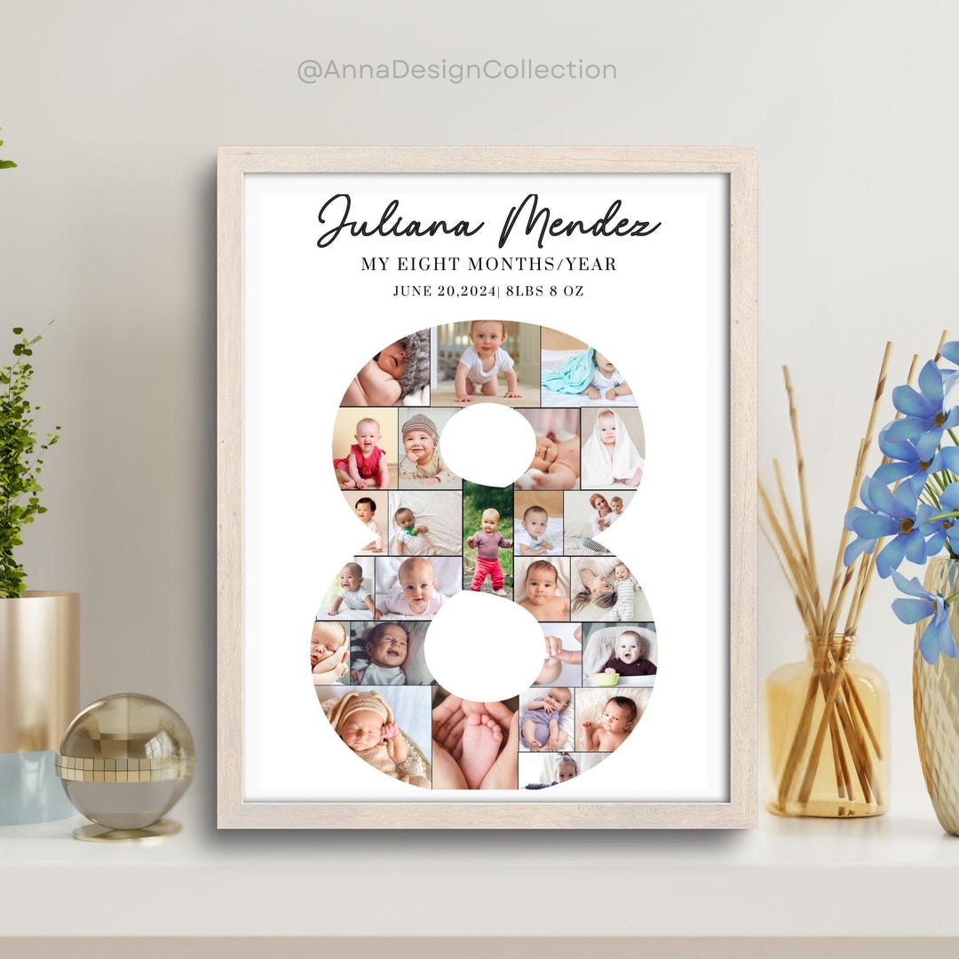 Number 8 Photo Collage Personalized | Baby & Toddler Milestone | 8 ...