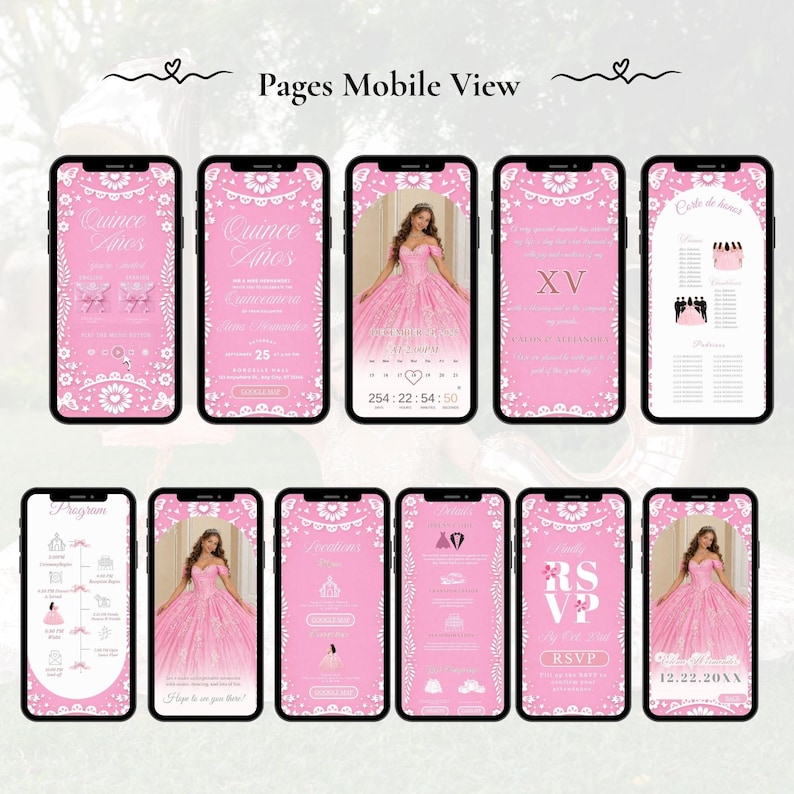 Pink Cielito Lindo Theme Quinceañera Invitation Website, Sweet 15 Mis ...
