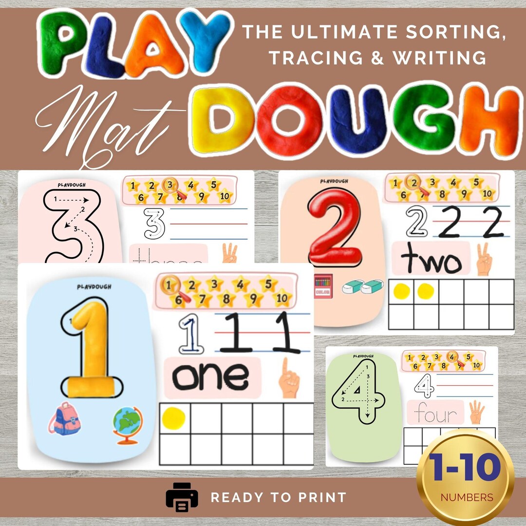 Numbers 1-10 Playdough Mat, Tracing Sorting Writing Mat, Kids ...