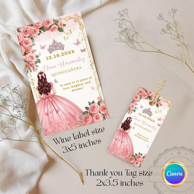 Quinceañera Bundle Website Invitation Pink Rose Digital RSVP Music ...