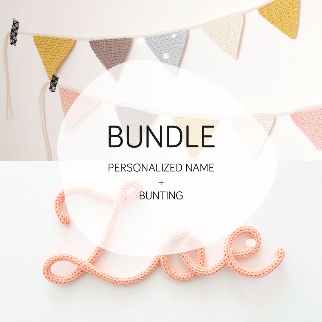 Bundle Personalized Name and Bunting, Baby Name Decor, Scandinavian ...