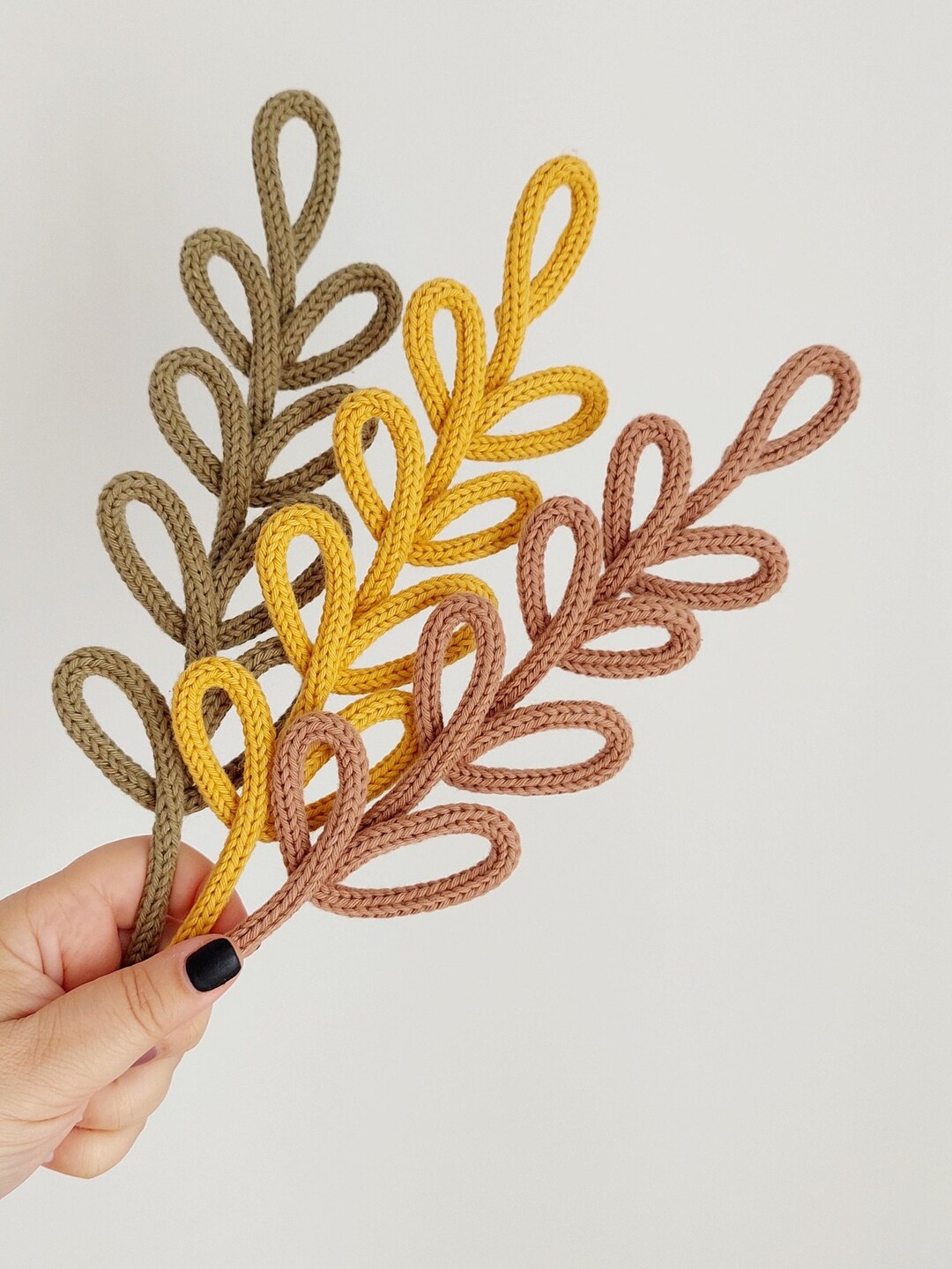 Knitted Wire Branch Home Decor / Tricotin Leaf Stem for the Kids Bedroom / Woodland Nursery Wall ...