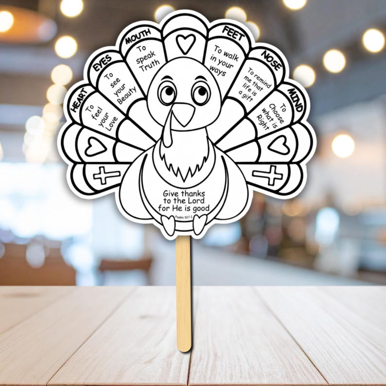 Turkey Prayer Fan Craft, Thanksgiving Sunday School Activity (PDF) - Etsy
