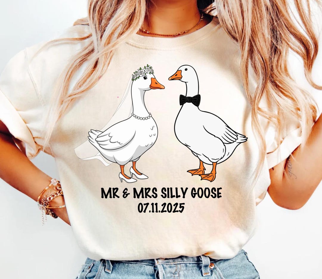Silly Goose Newlywed Shirt: Matching Couple Anniversary Tees (digital ...