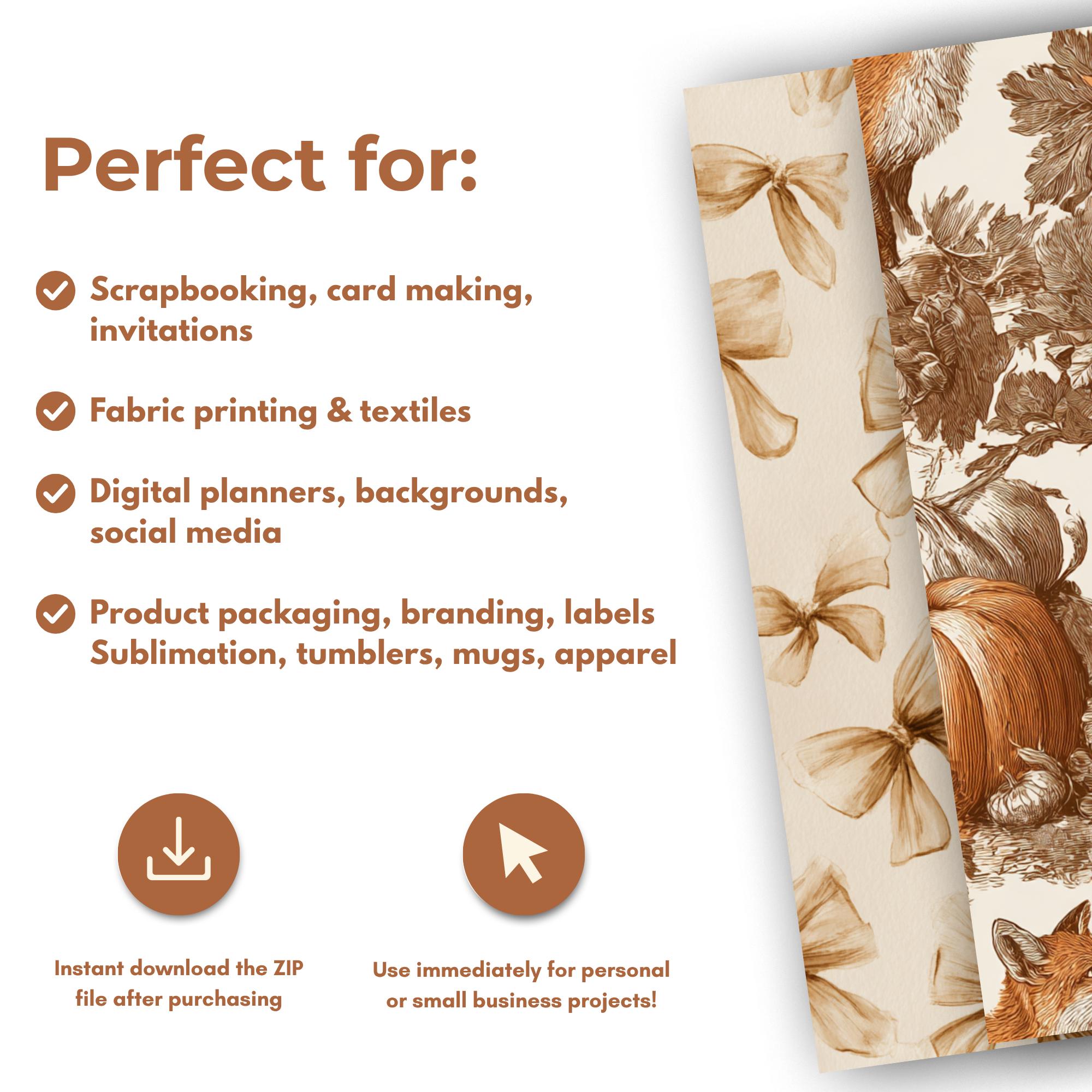 40 Fall Seamless Patterns, JPG, Autumn Leaves, Pumpkin, Acorn & Plaid ...