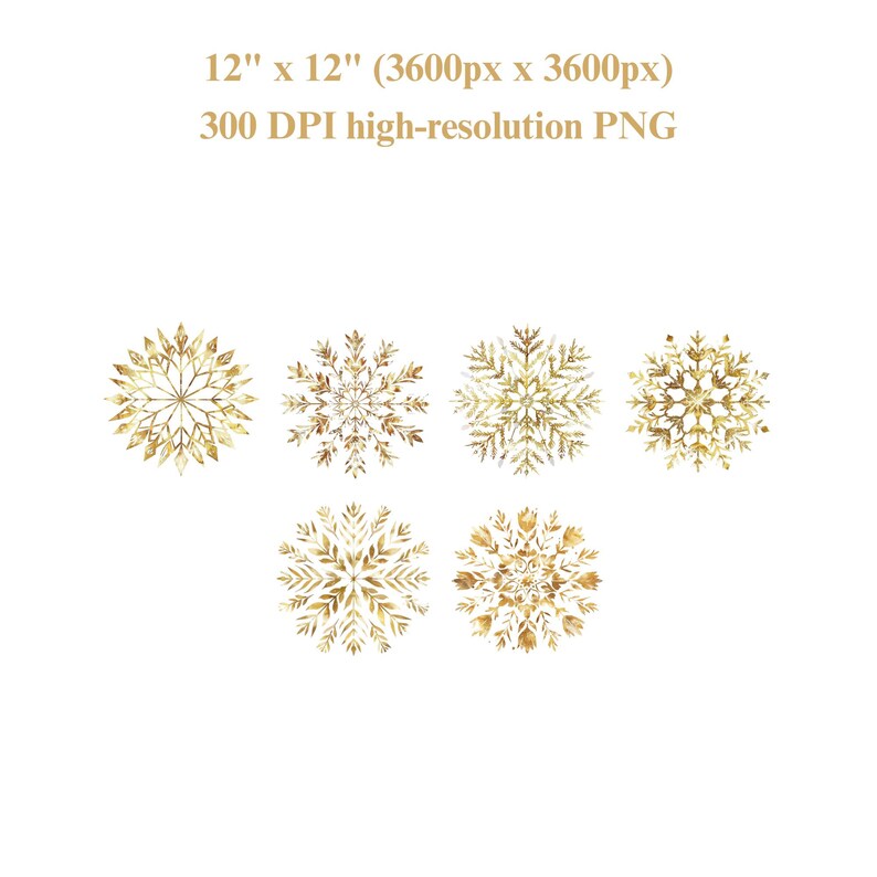 15 Gold Snowflakes Clipart, Luxury Winter Pngs, Metallic Christmas ...