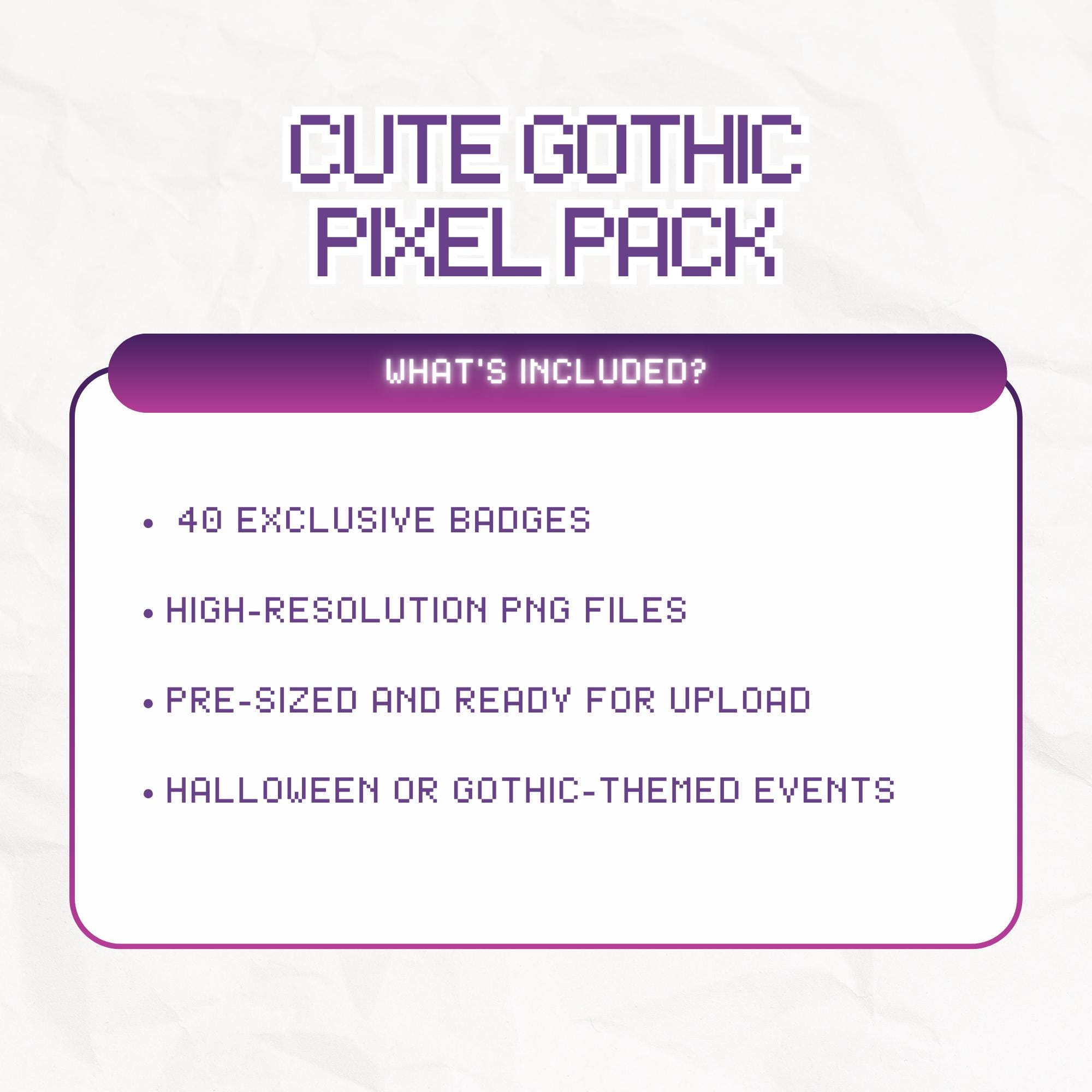 40 Gothic Pixel Badges Pack, Goth Badge Icons Twitch Discord Youtube ...