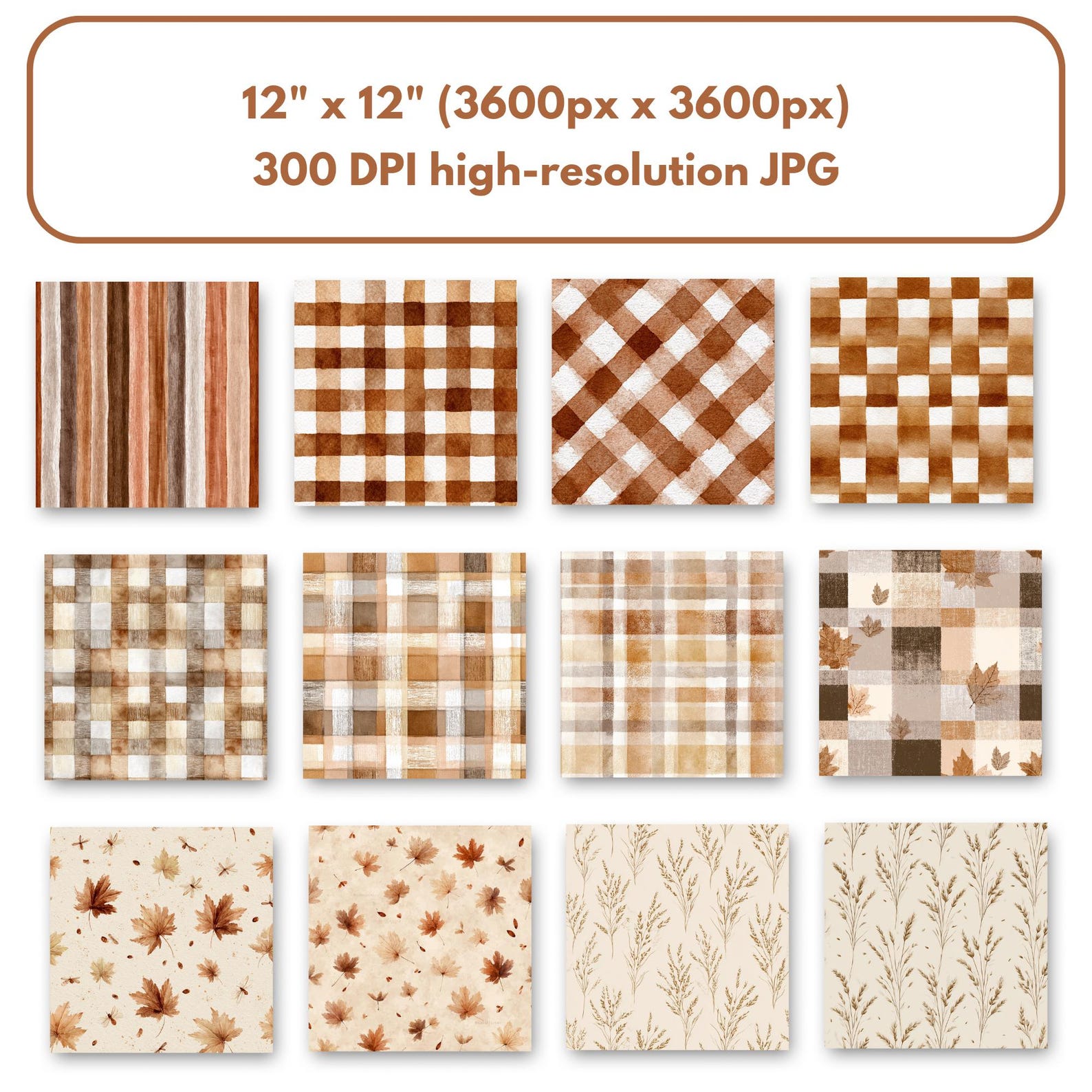 40 Fall Seamless Patterns, JPG, Autumn Leaves, Pumpkin, Acorn & Plaid ...