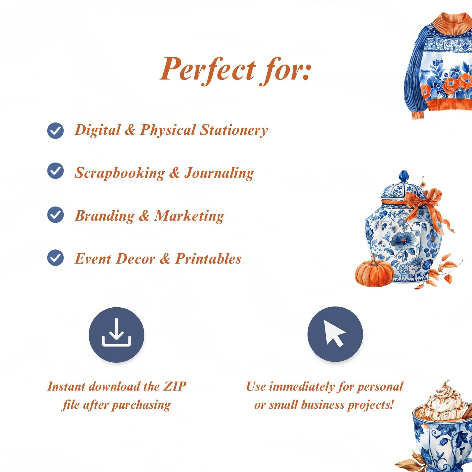 30 Fall Toile Clipart, Blue Chinoiserie Pumpkin, Lantern, Fireplace ...