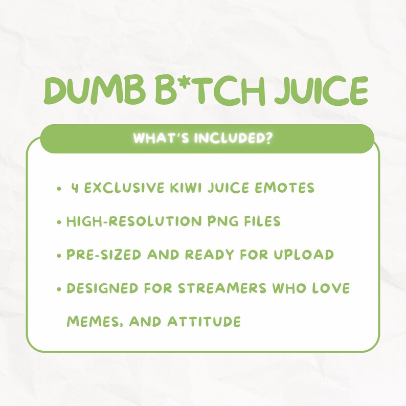 Dumb B*tch Kiwi Juice Emote Set, Sassy Twitch & Discord Emotes, Meme ...