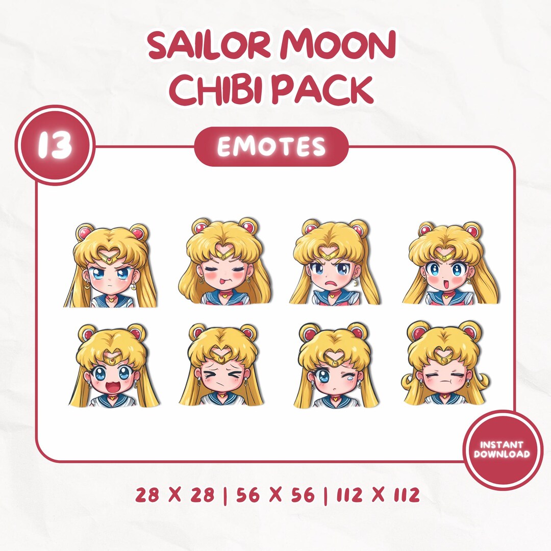 13 Sailor Moon Emote Pack, Magical Anime Emotes for Twitch Discord ...