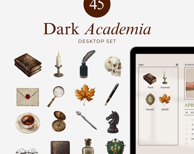 150 Dark Academia Aesthetic Themed Desktop Folder Icons for Mac and ...