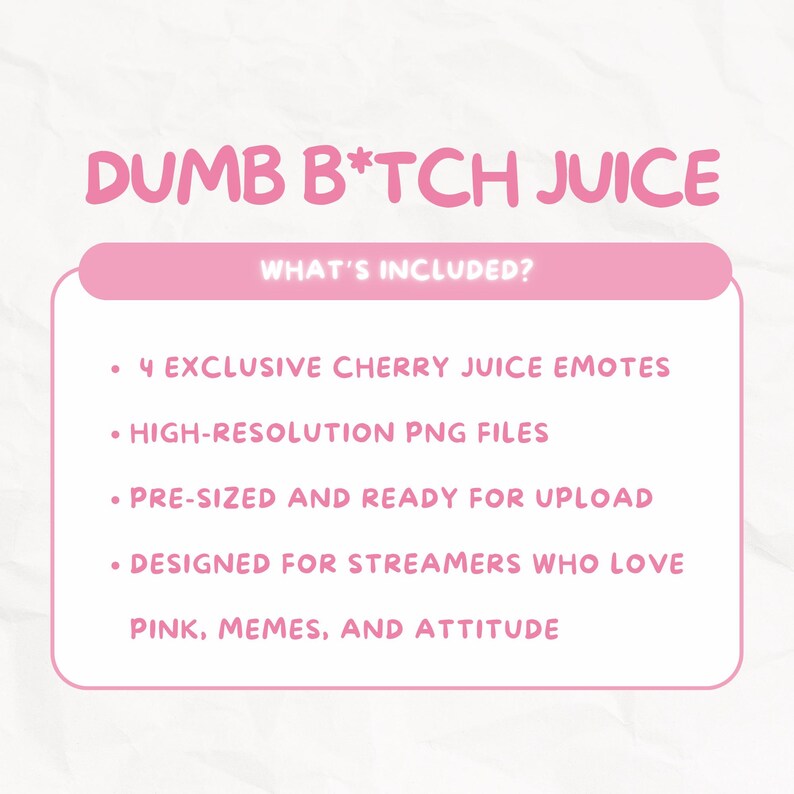 Dumb B*tch Cherry Juice Emote Set, Sassy PNG Channel Point Emotes, Meme ...