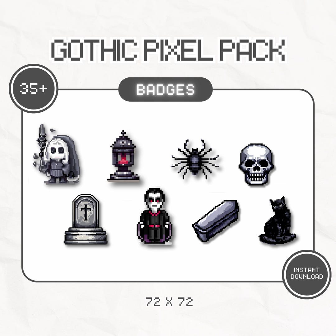 35 Gothic Pixel Badges, Twitch Discord Youtube Channel Icons, Moon Cat ...