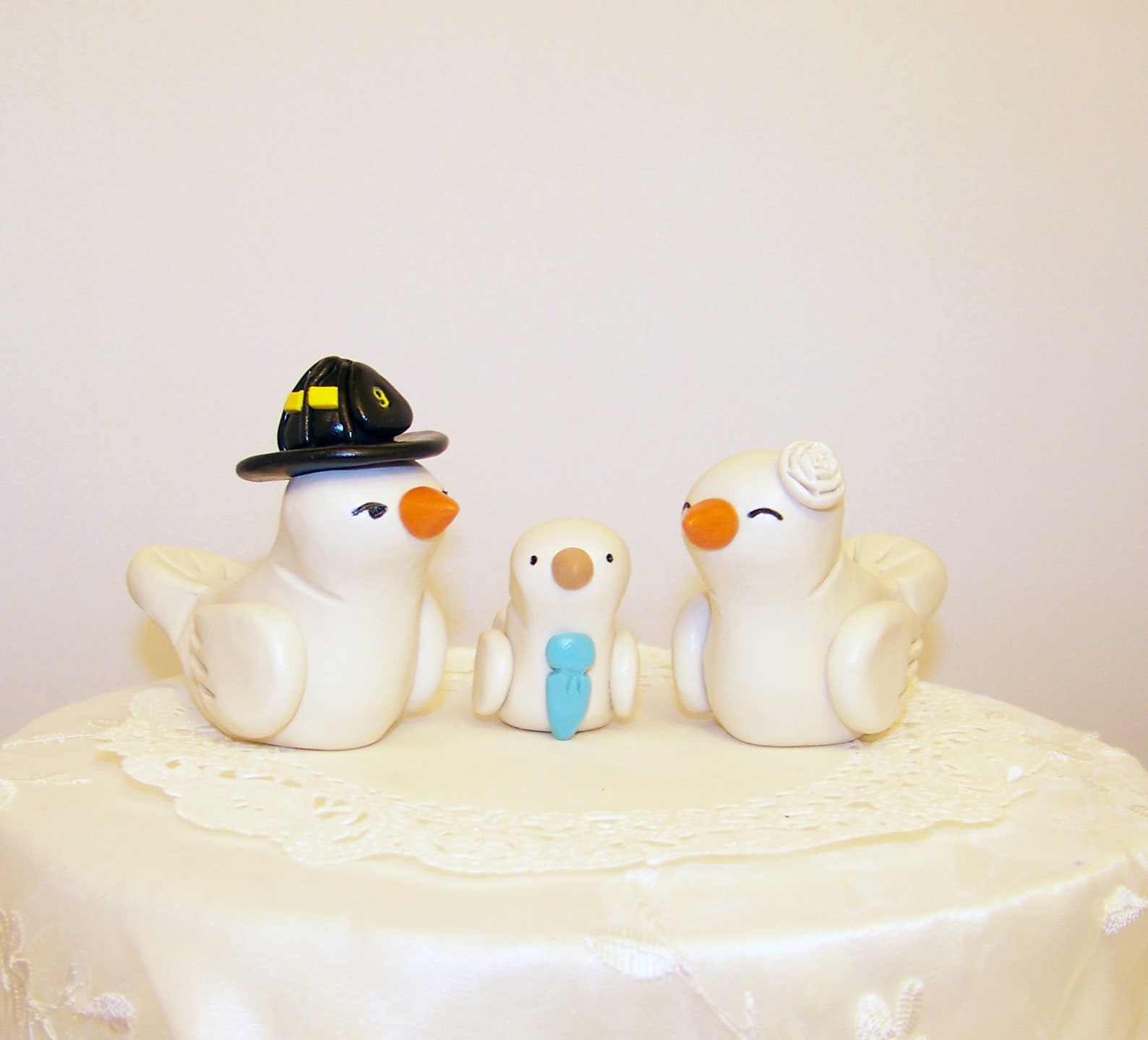 Firefighter Love Birds With Baby Bird Wedding Cake Topper - Etsy