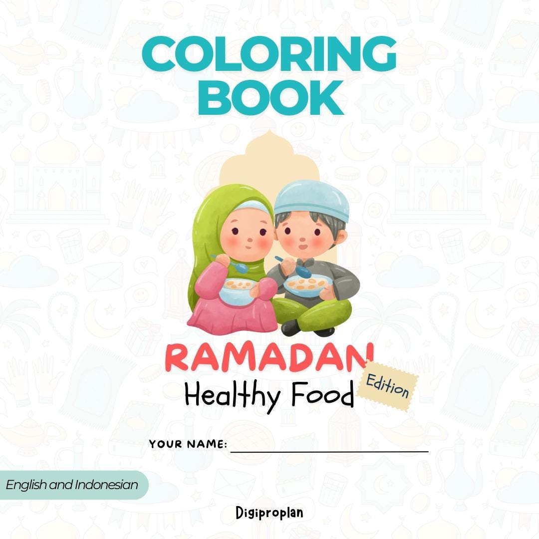Coloring Book Ramadan Edition - Healthy Food - ENG & IND - Etsy