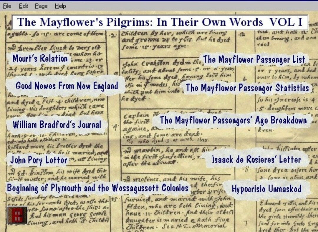 The Mayflower Pilgrims Book on CD "in Their Own Words" for Windows PC ...