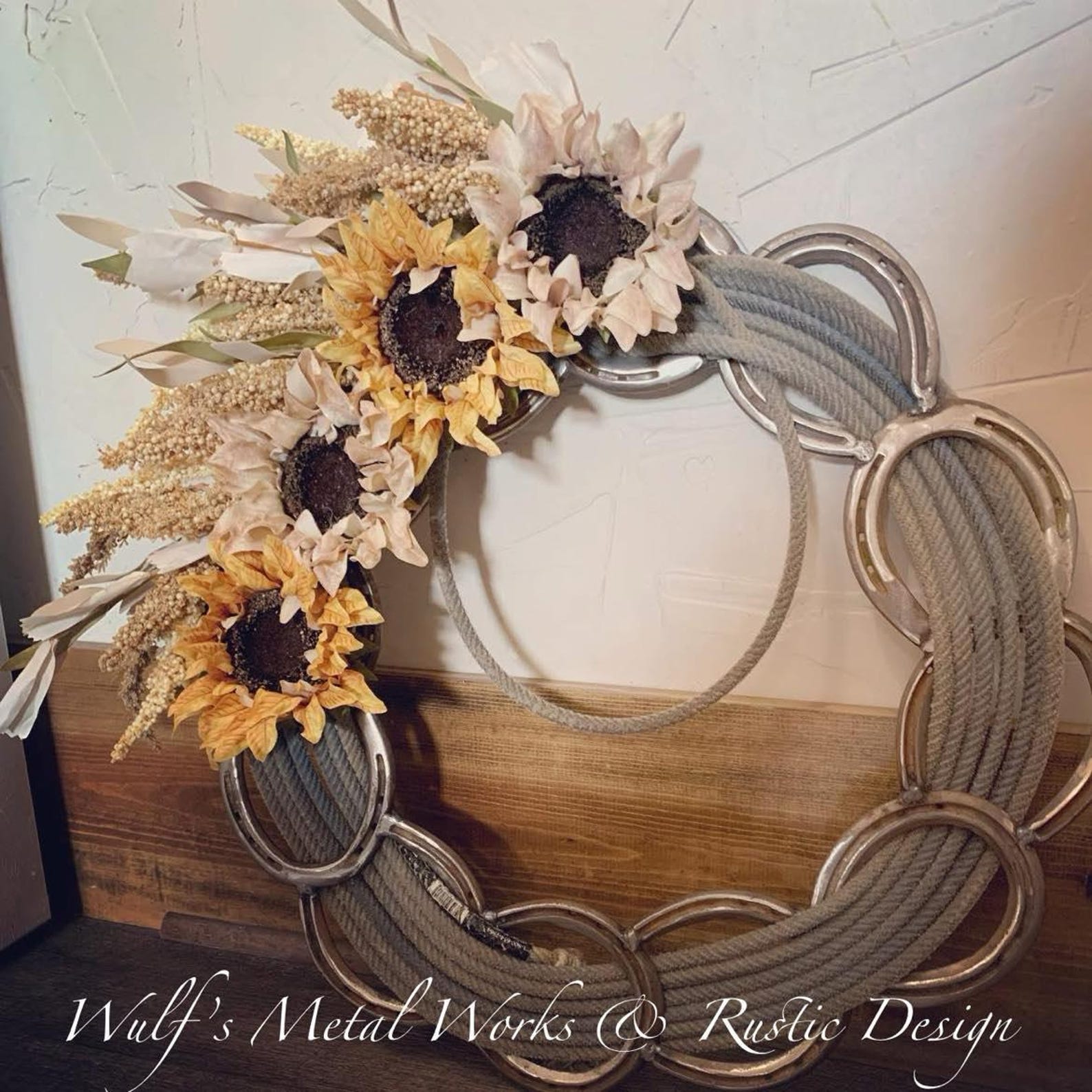 Horseshoe Rope Wreath With Floral Decor - Etsy
