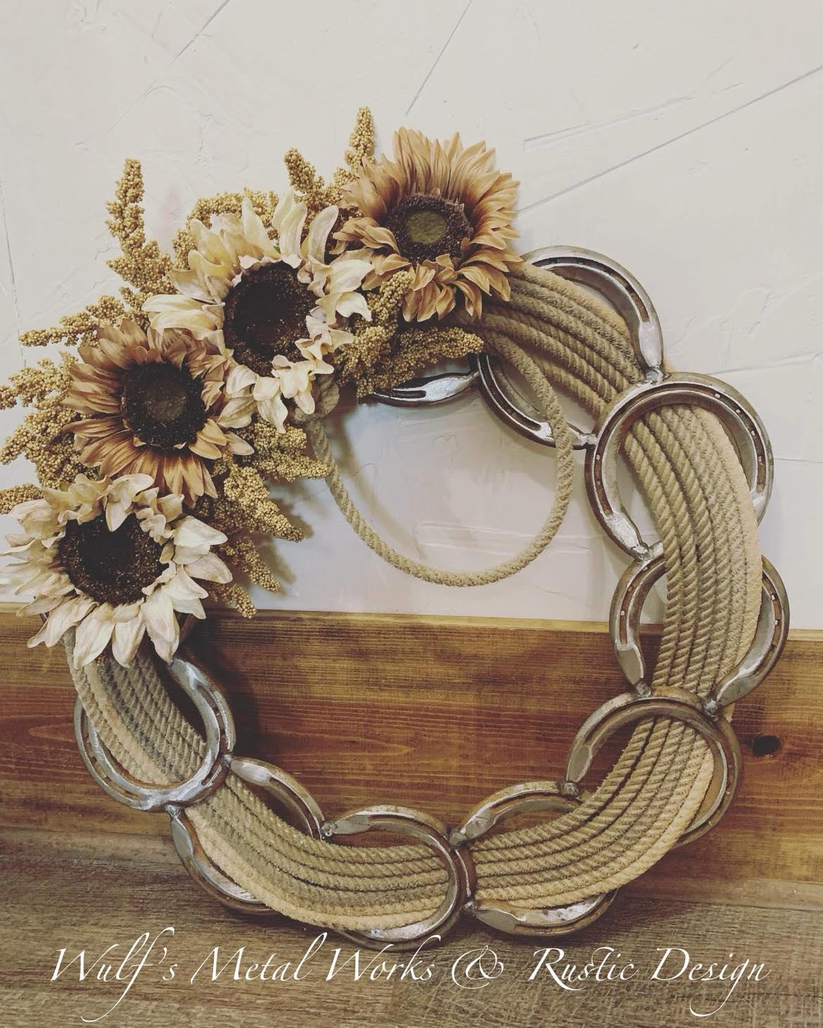 Horseshoe Rope Wreath With Floral Decor - Etsy