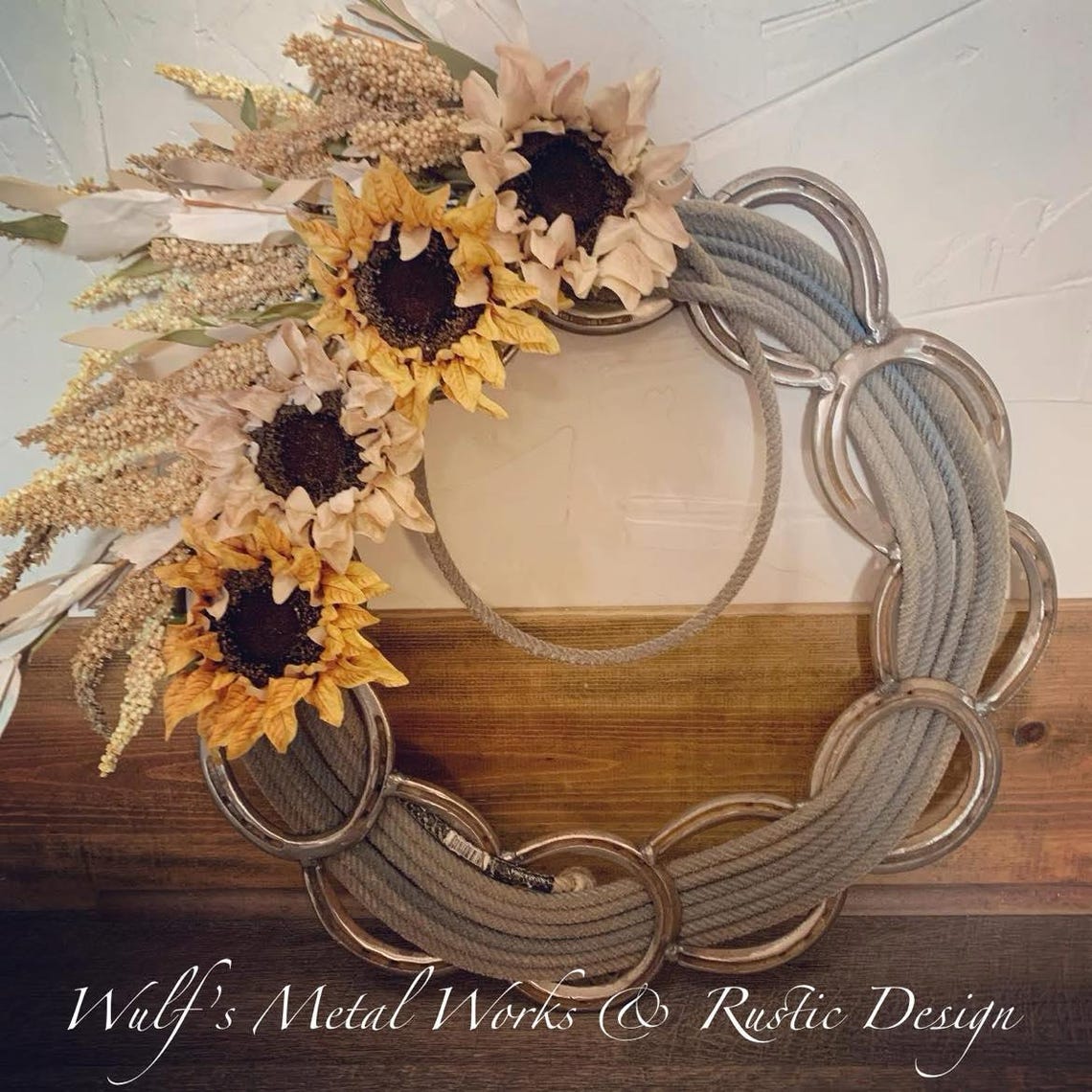 Horseshoe Rope Wreath With Floral Decor - Etsy