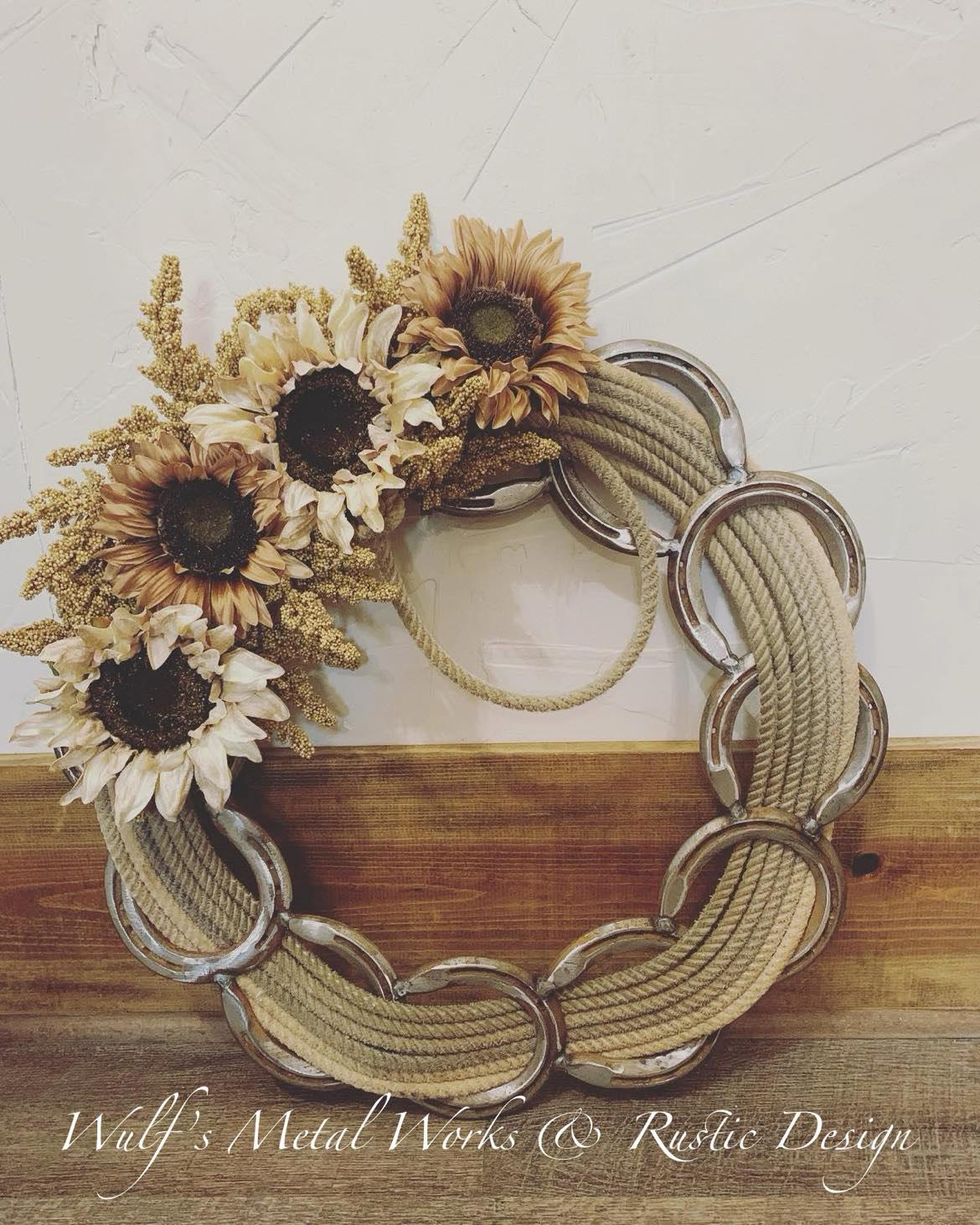 Horseshoe Rope Wreath With Floral Decor - Etsy