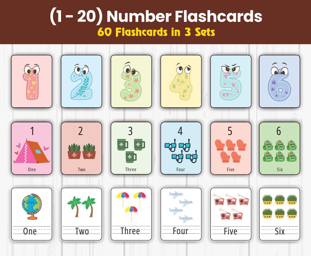 Number Flashcards (1-20) – Preschool & Toddler Learning, Montessori ...