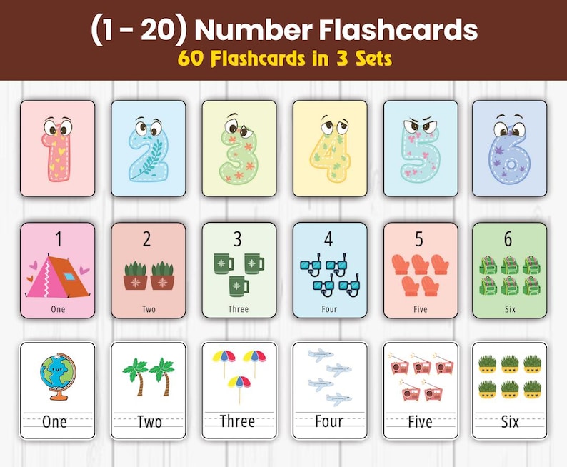 Number Flashcards (1-20) – Preschool & Toddler Learning, Montessori ...