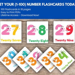 Number Flashcards 1-100: Early Math Homeschool (digital Download) - Etsy