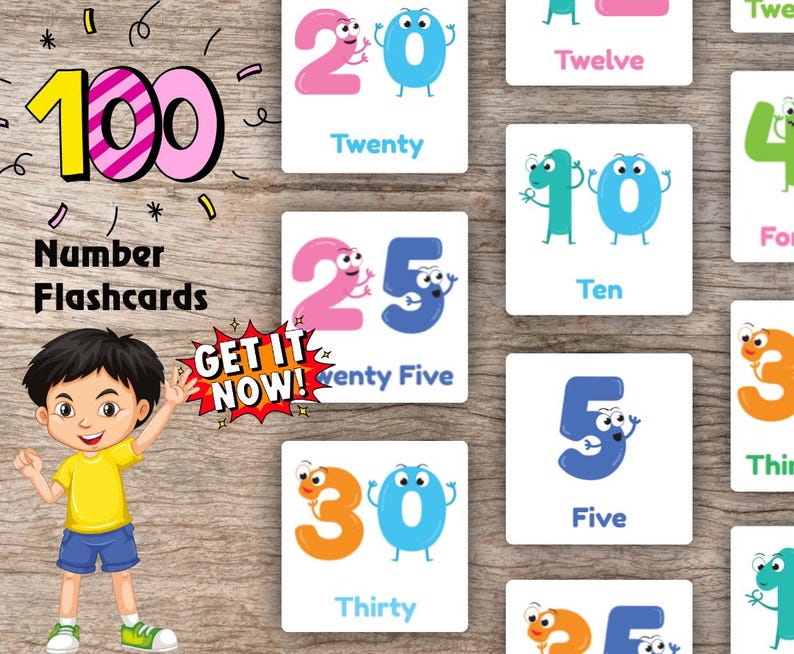 Number Flashcards 1-100: Early Math Homeschool (digital Download) - Etsy
