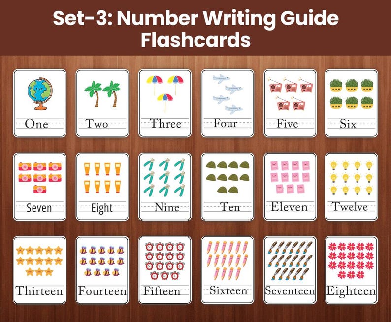 Number Flashcards (1-20) – Preschool & Toddler Learning, Montessori ...