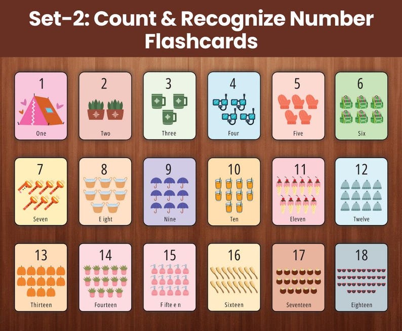 Number Flashcards (1-20) – Preschool & Toddler Learning, Montessori ...